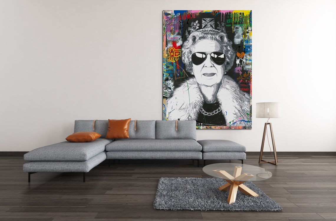 Banksy Queen Elizabeth Wall Art Canvas Print Banksy Queen - Etsy