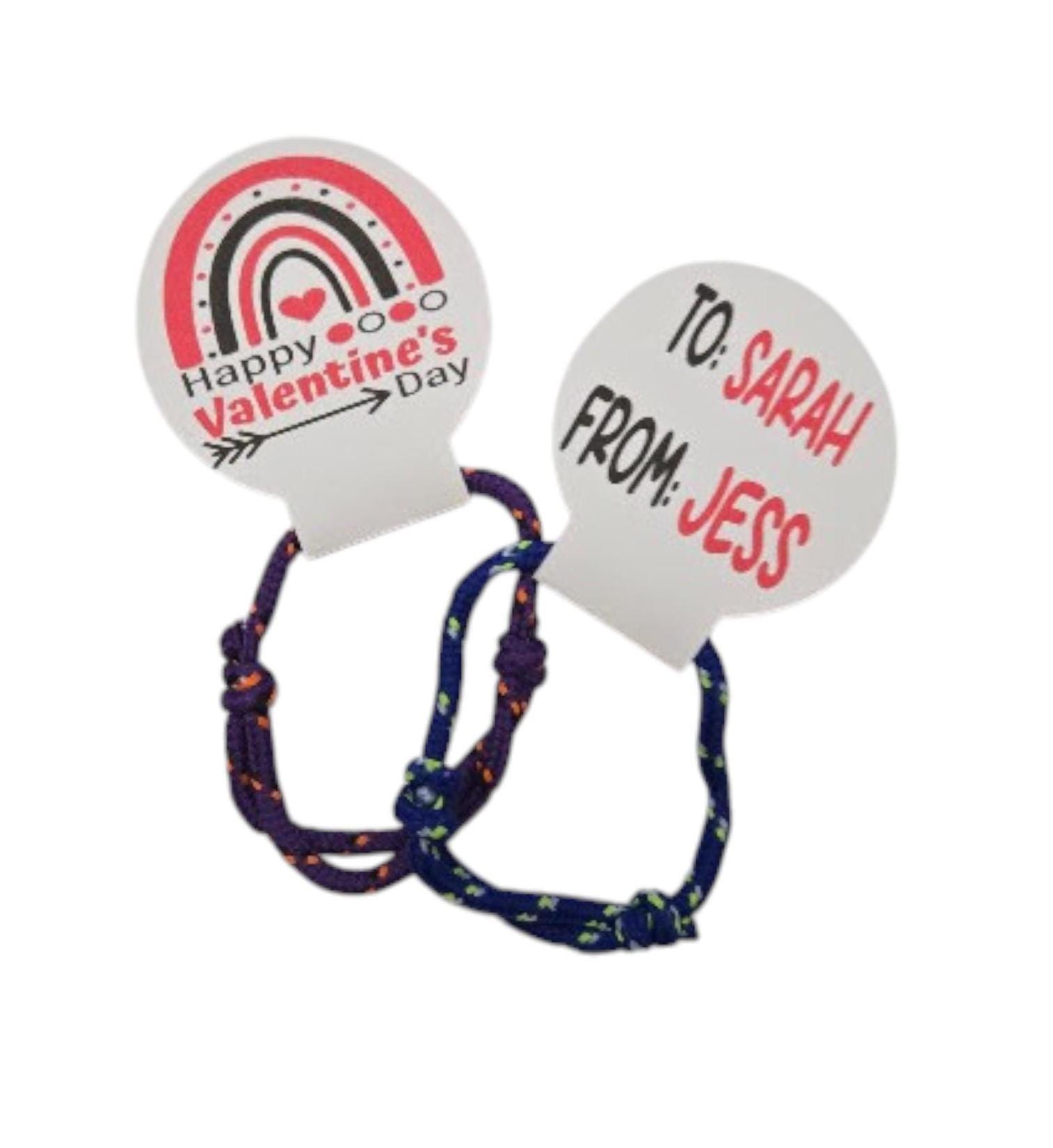 Valentine's Day Adjustable Elastic Friendship Bracelets With Gift Tags ...