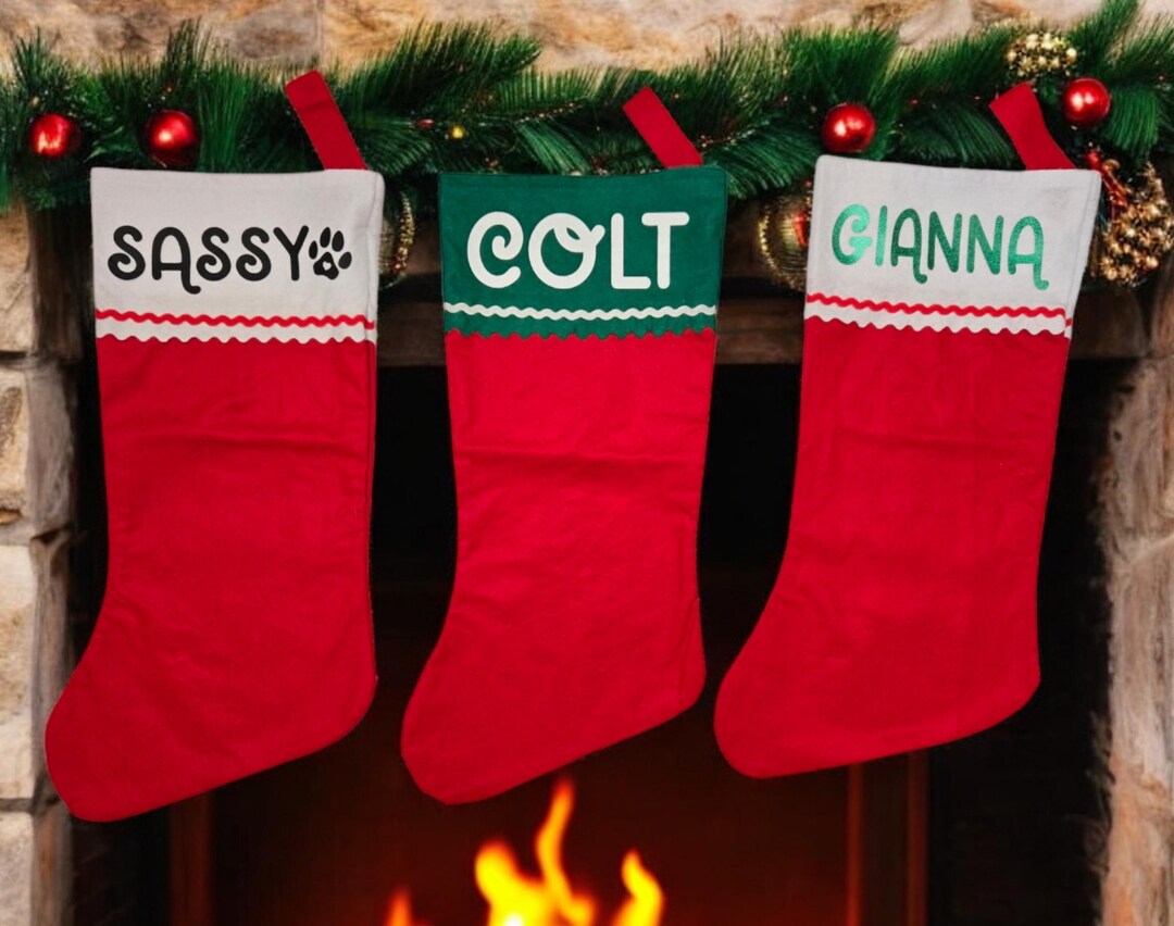 Personalized Classic Felt Christmas Stocking – 19" With Cuff & Braid ...