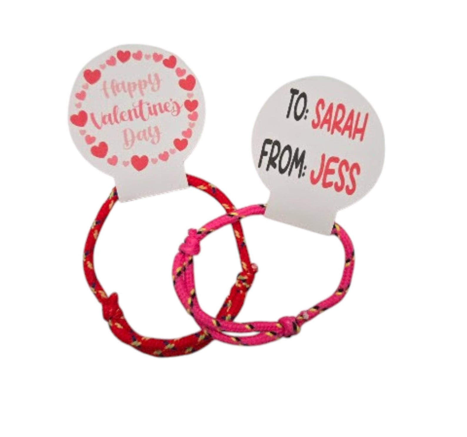 Valentine's Day Adjustable Elastic Friendship Bracelets With Gift Tags ...