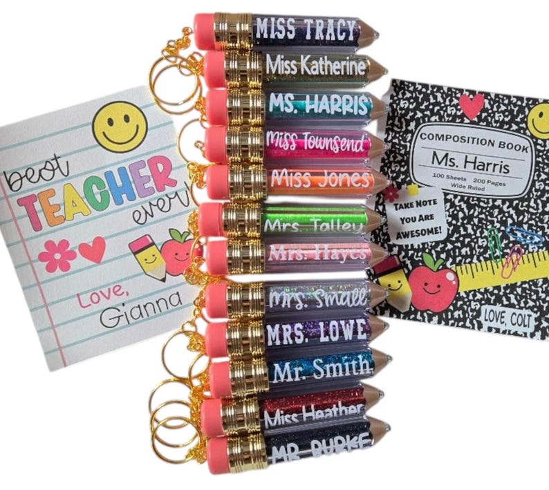 Personalized Teacher Keychain | Custom Teacher or Student Gift ...