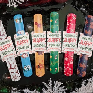 Personalized Christmas Themed Slap Bracelets for Kids, Slappy Christmas ...