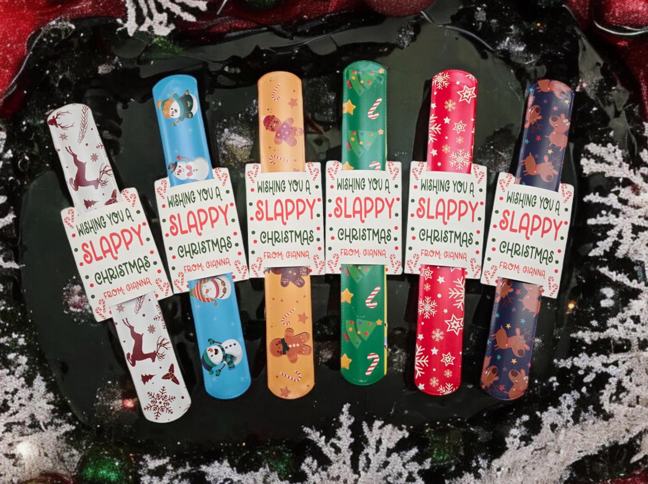 Personalized Christmas Themed Slap Bracelets for Kids, Slappy Christmas ...