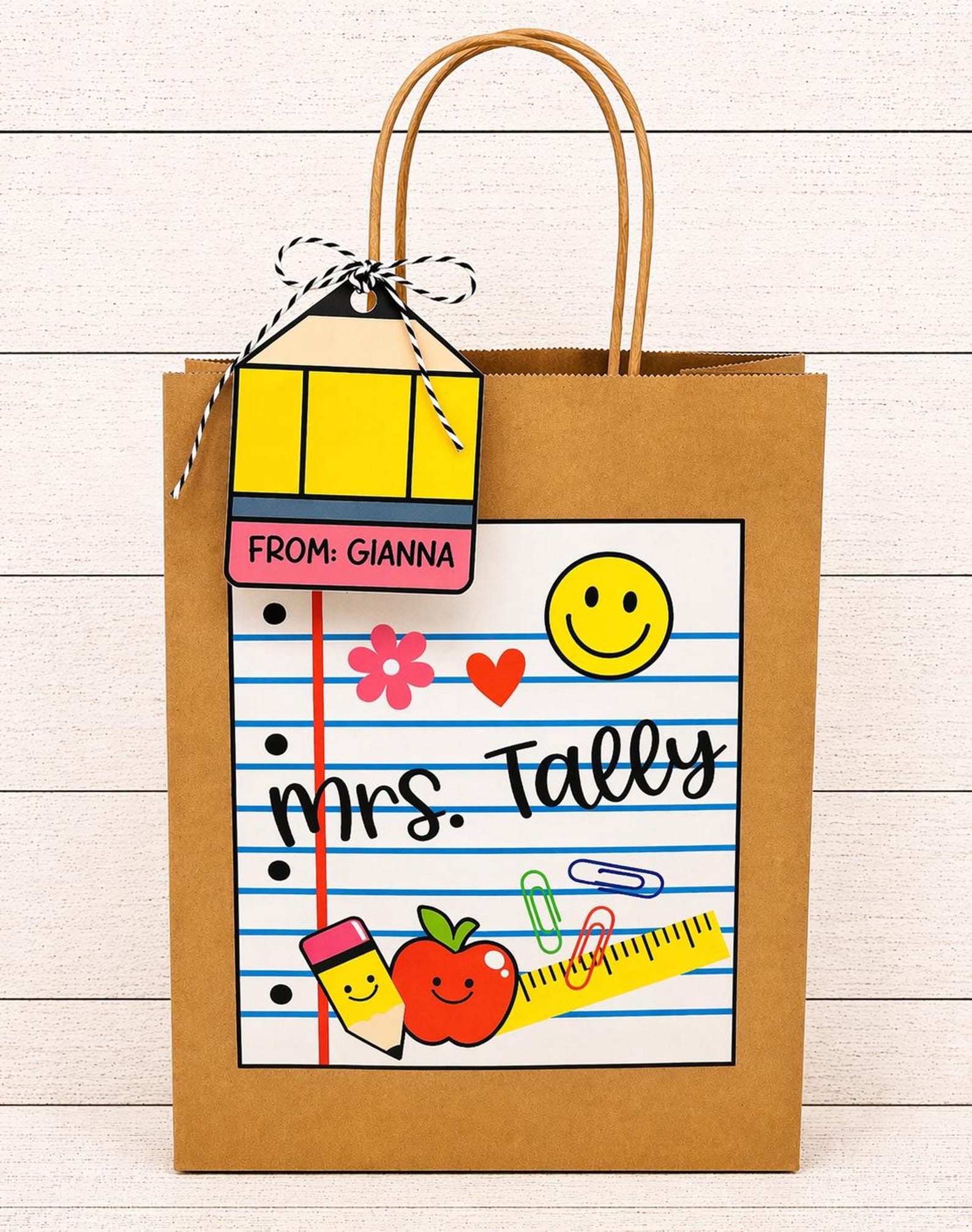 Personalized Teacher Gift Bag | Kraft Gift Bag 8x4.75x10 | Teacher ...