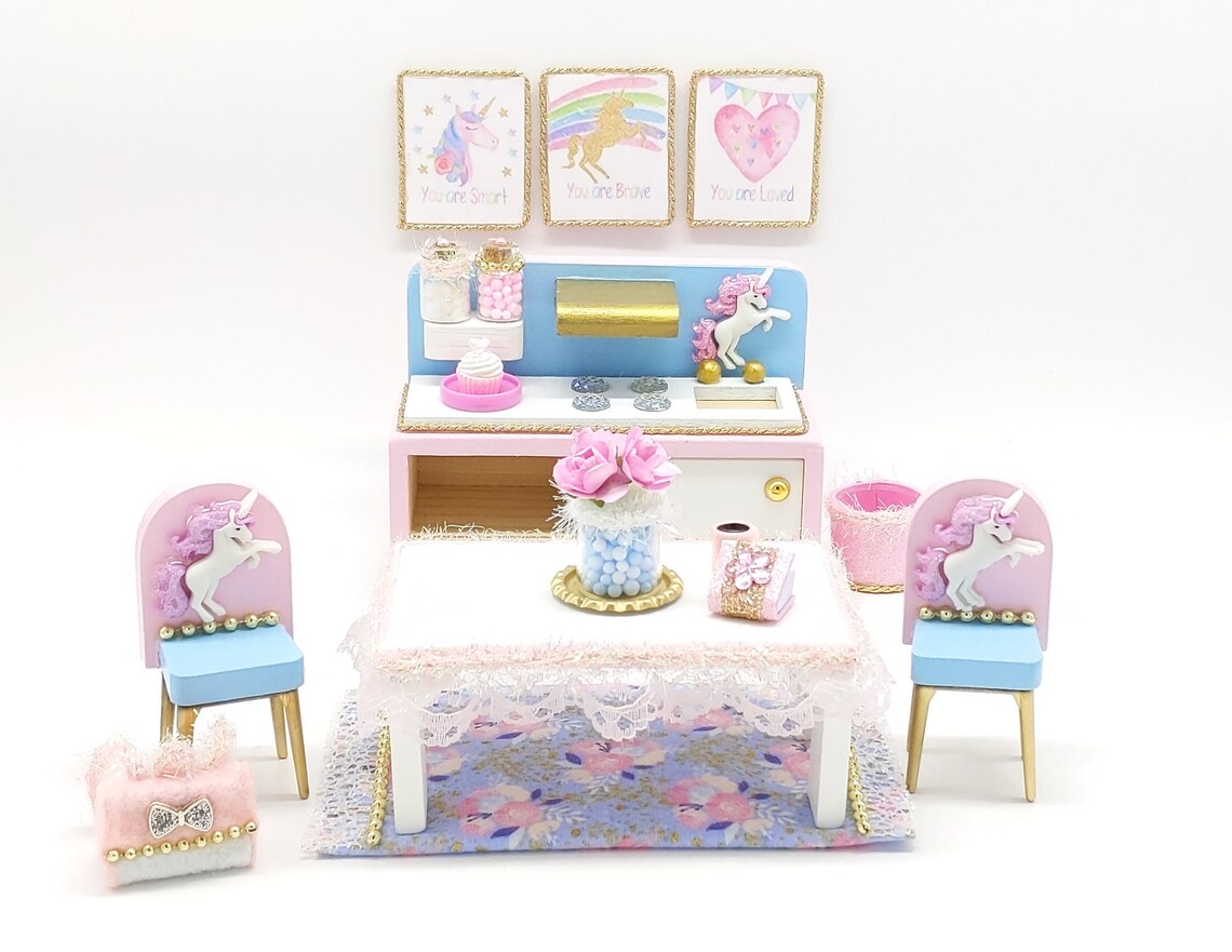 Wood Unicorn Dollhouse Kitchen Set Wood Dollhouse Furniture - Etsy