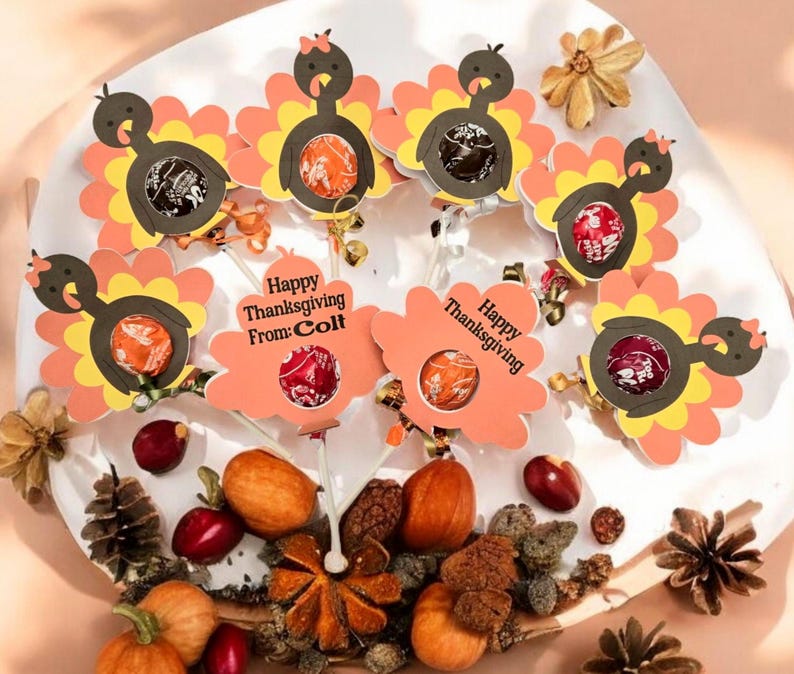 Personalized Thanksgiving Turkey Lollipop Holders With Tootsie Pops ...