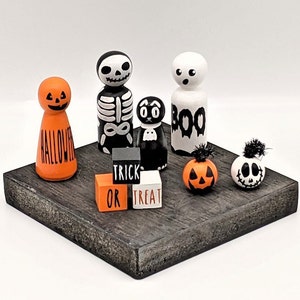 Spooky Haunted House, Wood Haunted House, Wood Peg Dolls, Halloween ...