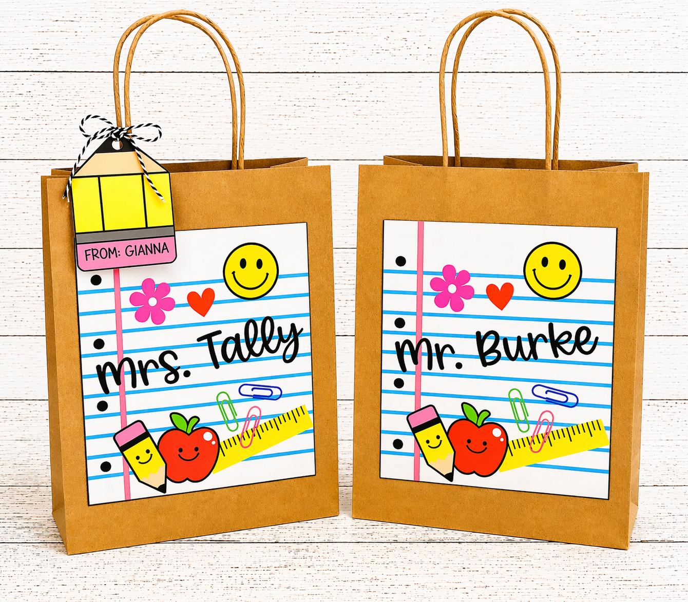 Personalized Teacher Gift Bag | Kraft Gift Bag 8x4.75x10 | Teacher ...