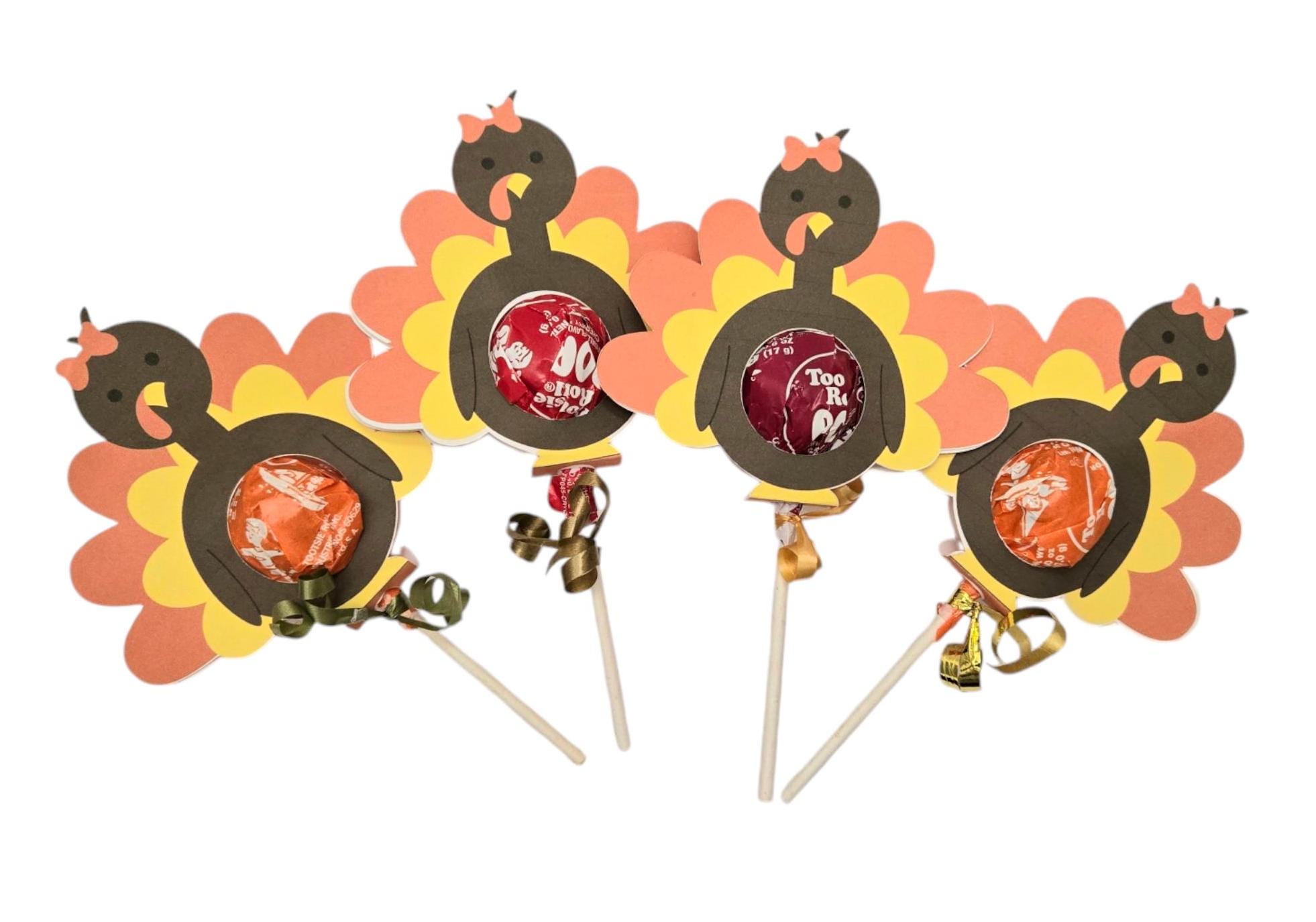Personalized Thanksgiving Turkey Lollipop Holders With Tootsie Pops ...