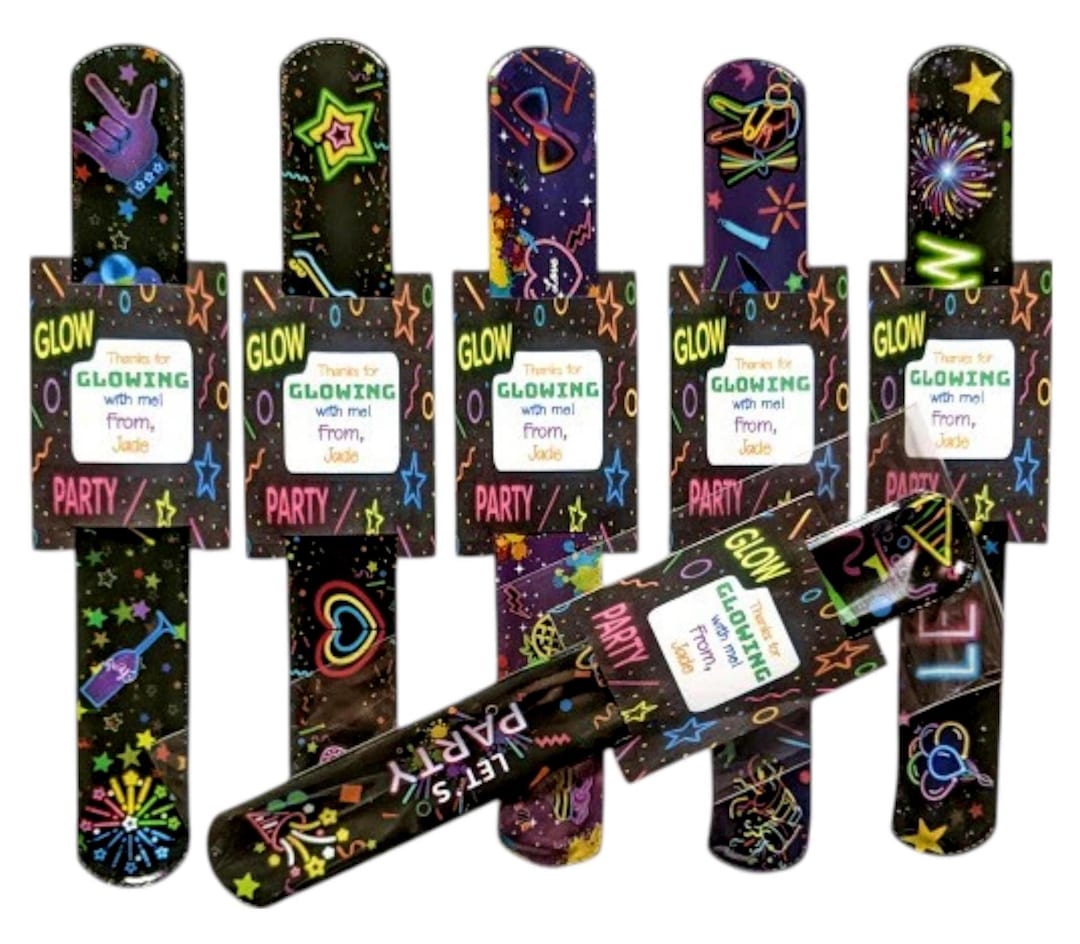 Glow Party Slap Bracelet Favors – "thanks for GLOWING With Me!" – Neon ...