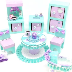 Dollhouse Mermaid Kitchen Set, Mermaid Bed, Doll Furniture, Mermaid ...