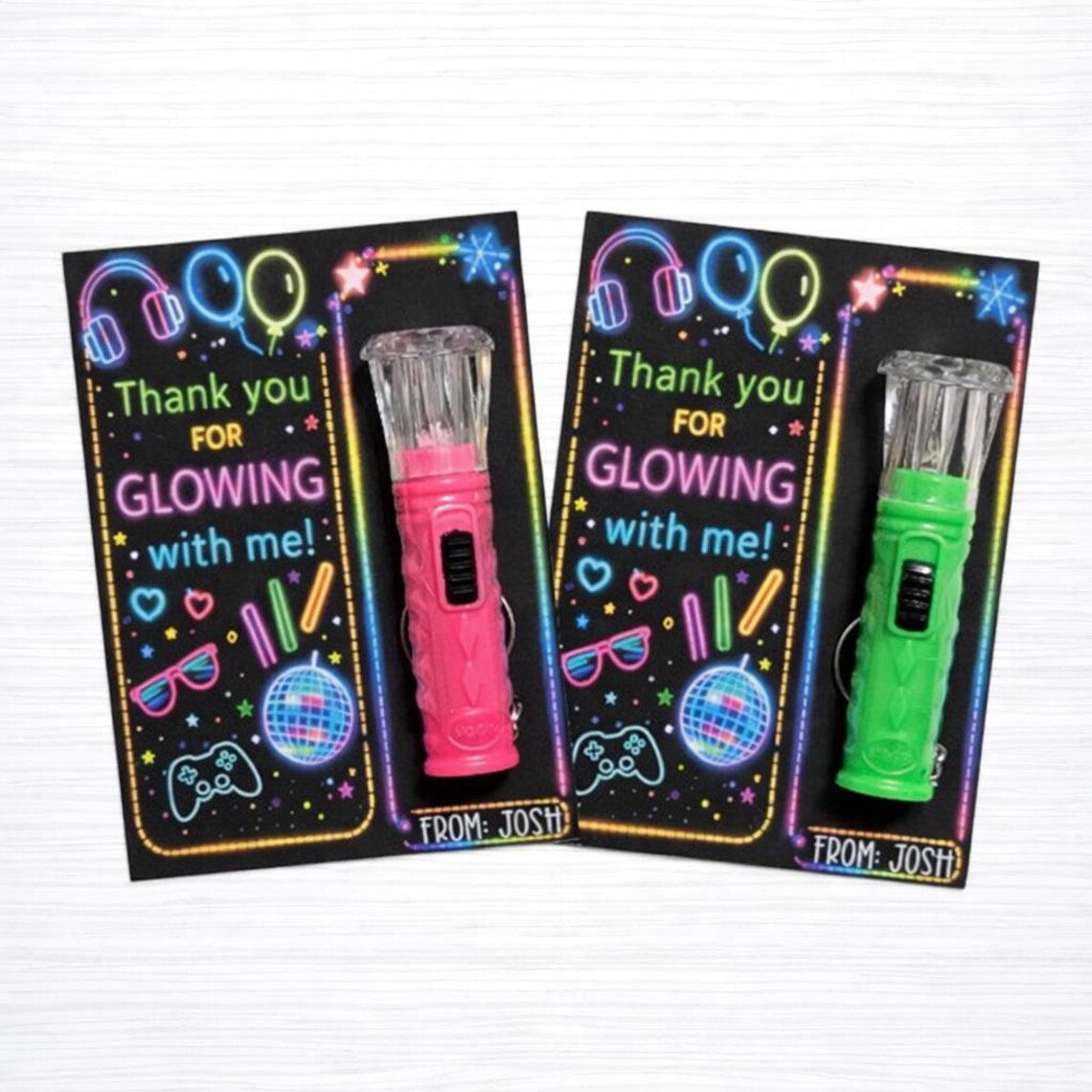 Glow Party Mini Flashlight Favors, Thank You for GLOWING With Me Card ...