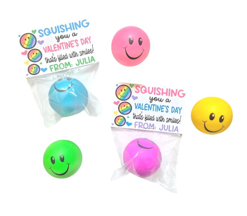 Smiley Face Squishy Valentine Favors – Non Candy Valentines for Kids ...