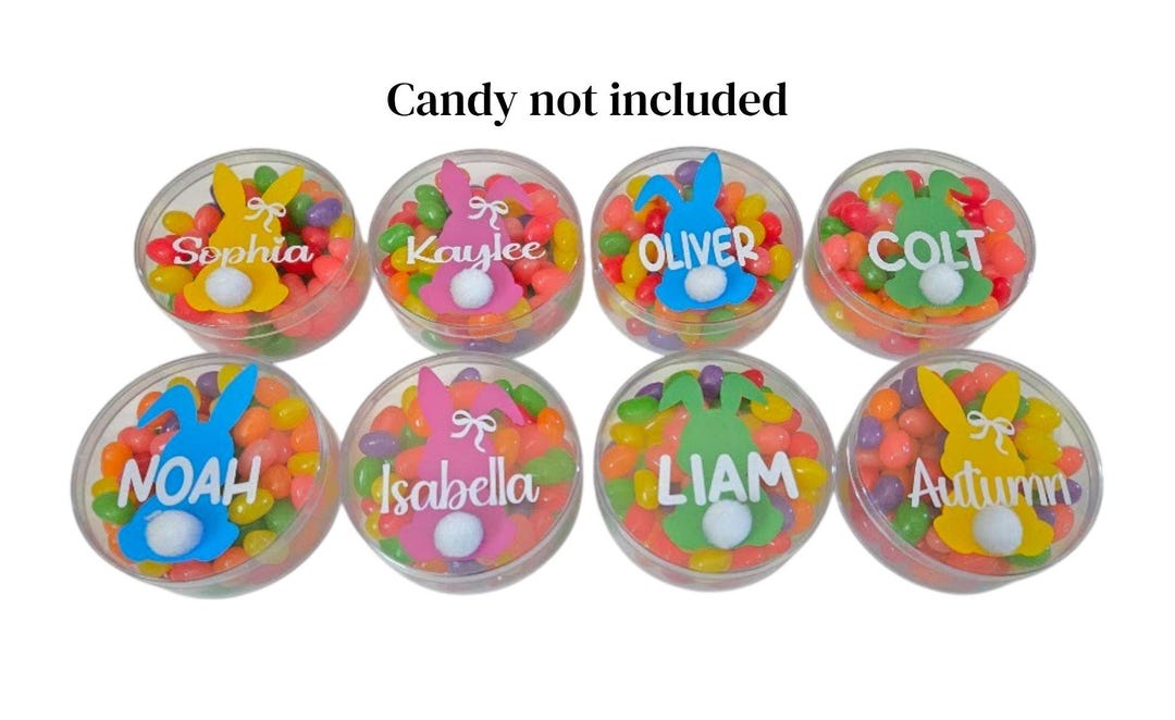 Personalized Easter Acrylic Treat Box – Custom Bunny Lid With Pom Pom ...