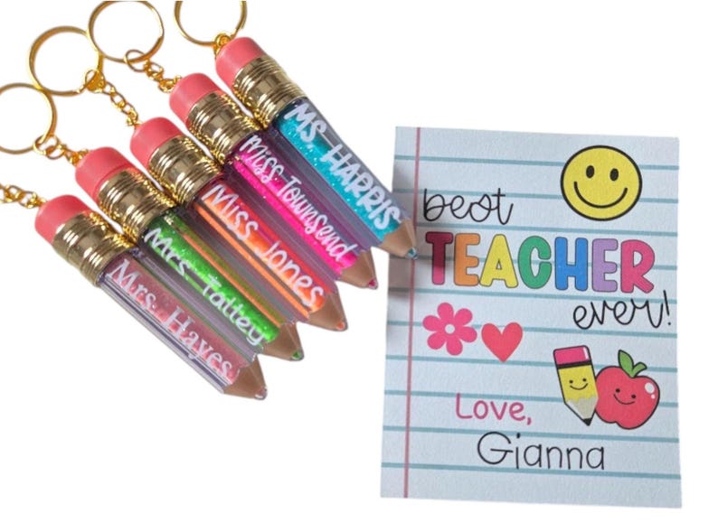 Personalized Teacher Keychain | Custom Teacher or Student Gift ...