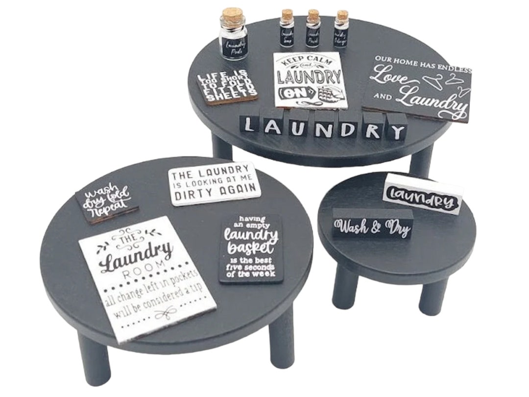 Miniature Laundry Room Decor, Miniature Signs, Mini Glass Bottles, Doll ...