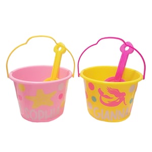 Personalized Kids Beach Buckets W/ Matching Shovels - Birthday Party ...