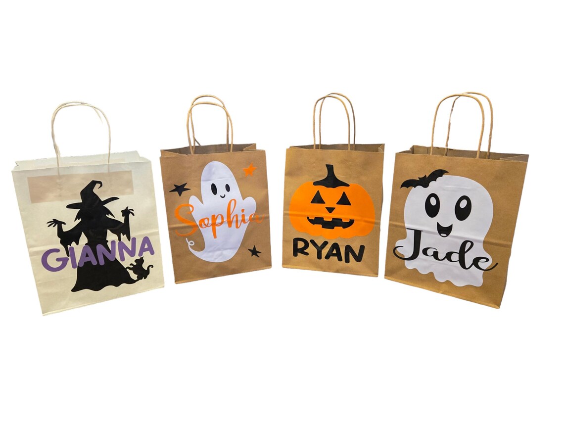 Halloween Personalized Gift Bags - 4 Spooky Designs - Ghosts - Witch ...
