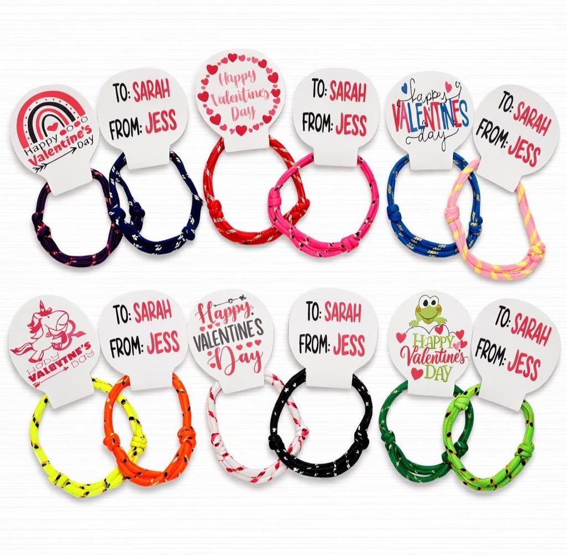 Valentine's Day Adjustable Elastic Friendship Bracelets With Gift Tags ...