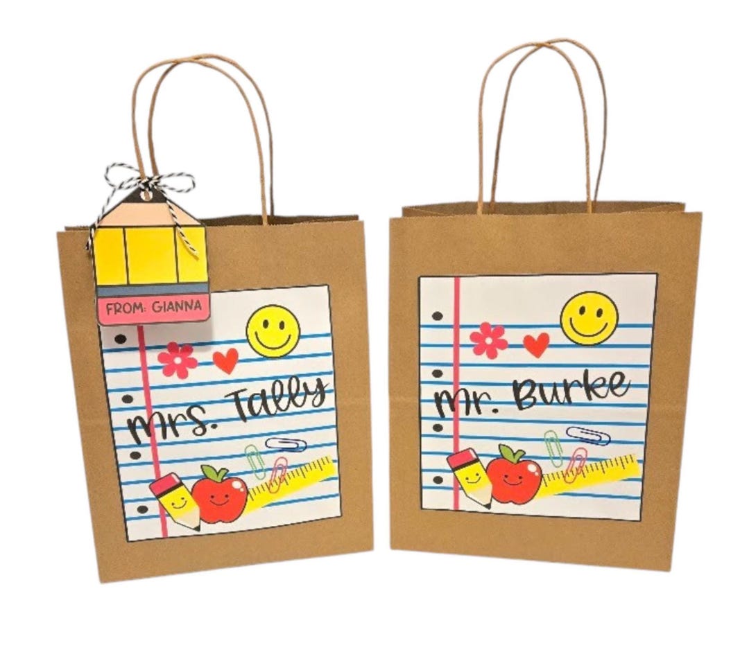 Personalized Teacher Gift Bag | Kraft Gift Bag 8x4.75x10 | Teacher ...