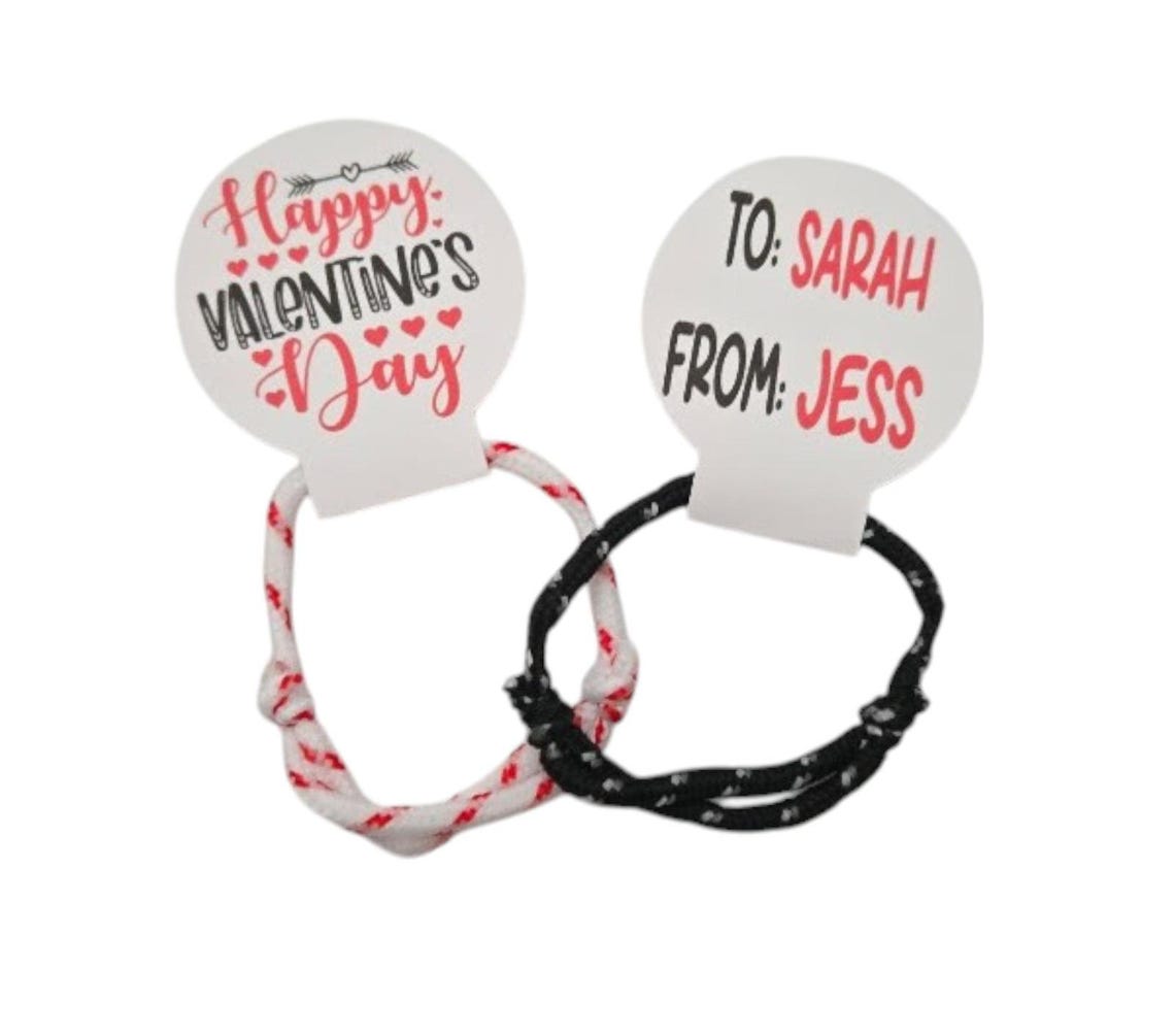 Valentine's Day Adjustable Elastic Friendship Bracelets With Gift Tags ...