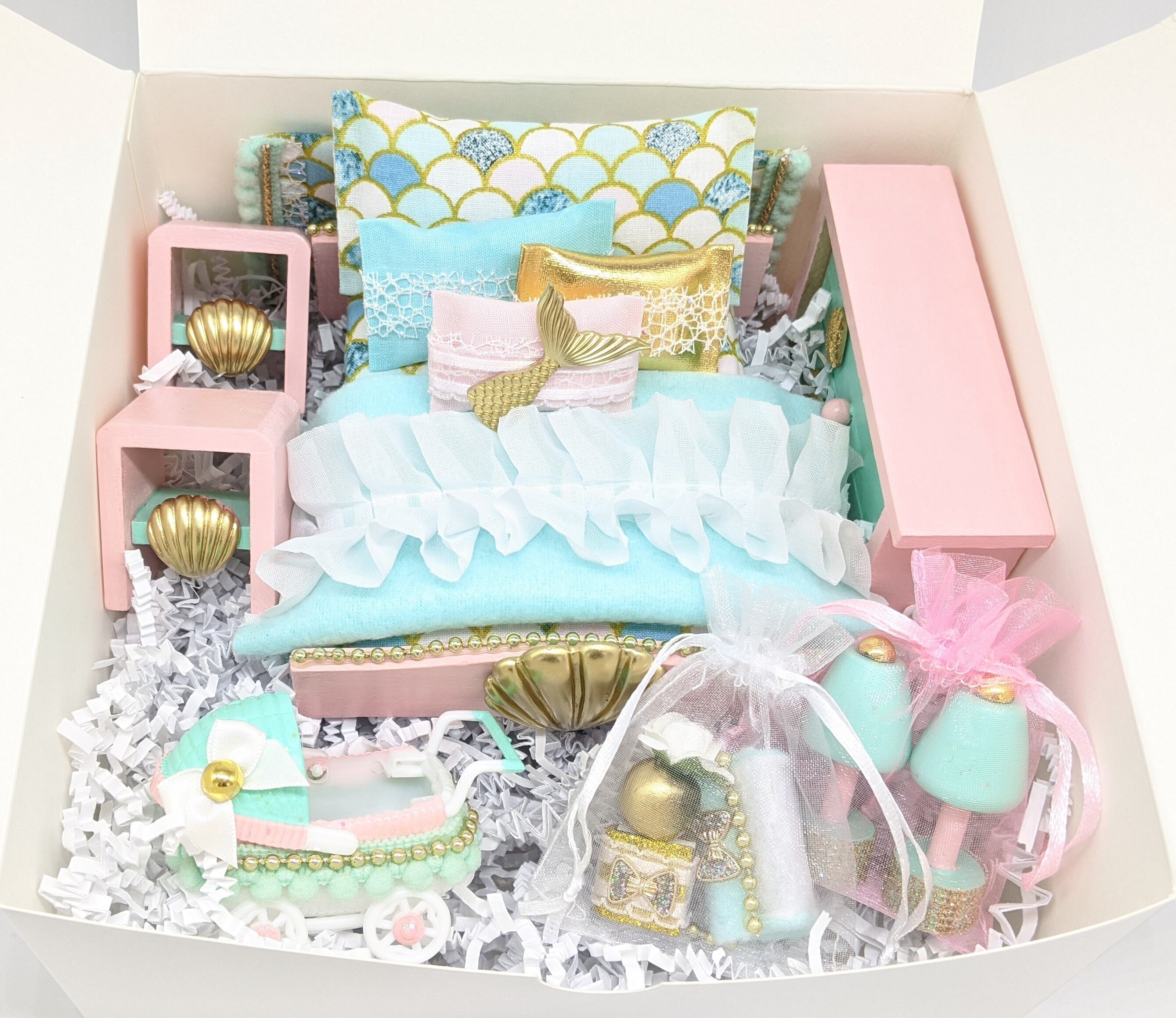 Mermaid Dollhouse Furniture Set Wood Doll Furniture Wood Doll | Etsy