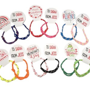 Valentine's Day Adjustable Elastic Friendship Bracelets With Gift Tags ...