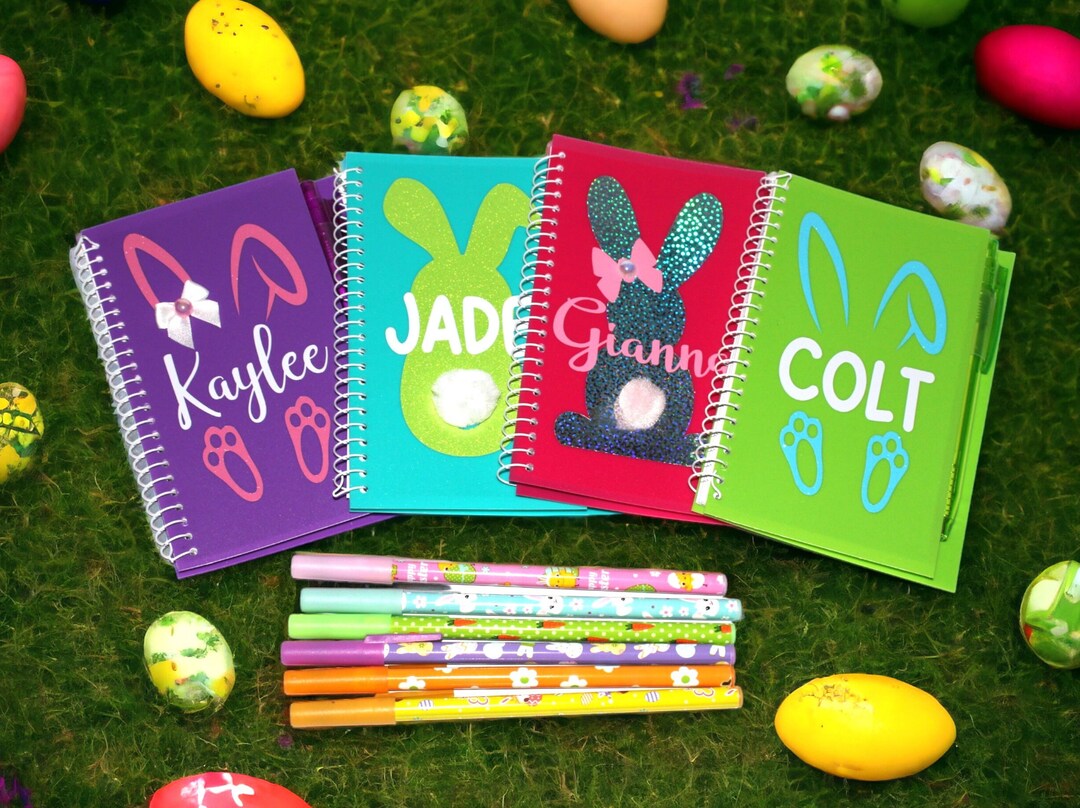 Personalized Easter Bunny Notebook and Pen Set - Cute Bunny Design ...