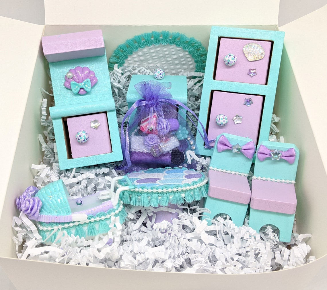 Dollhouse Mermaid Kitchen Set Mermaid Bed Doll Furniture | Etsy