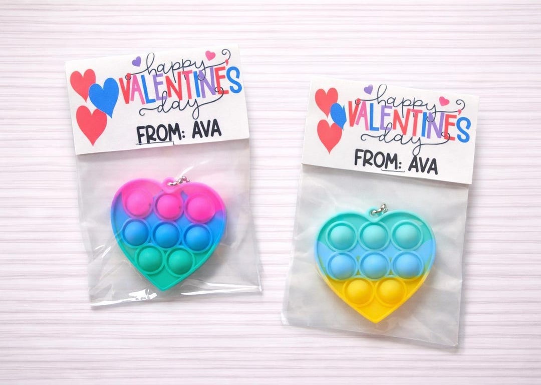 Heart Popper Fidget Valentines - Kids Valentine’s Day - Classroom ...