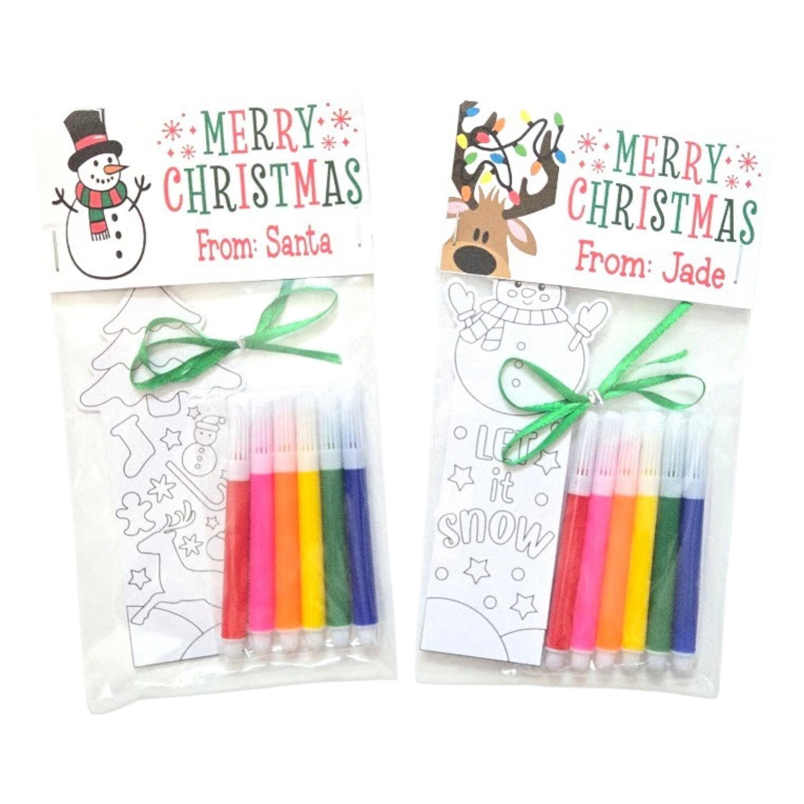 Christmas Coloring Bookmark Set: Kids Party Favor, Stocking Stuffer - Etsy