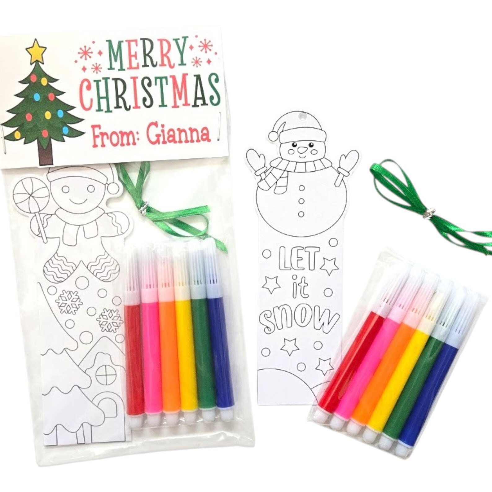 Christmas Coloring Bookmark Set: Kids Party Favor, Stocking Stuffer - Etsy