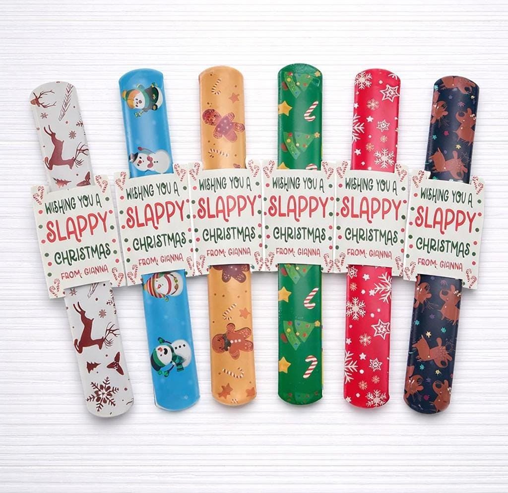Personalized Christmas Themed Slap Bracelets for Kids, Slappy Christmas ...