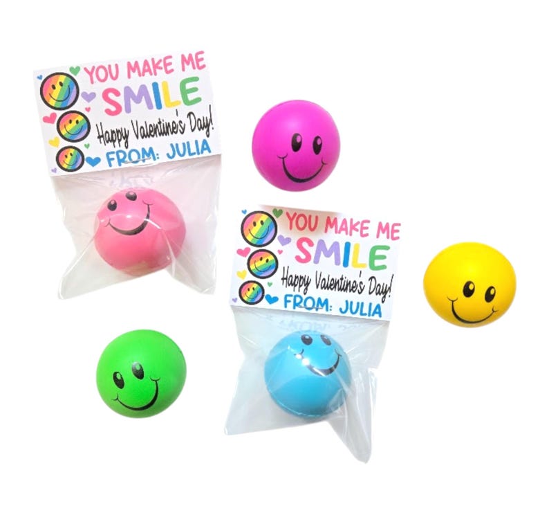 Valentine's Day Smiley Face Squishy Balls - Ready to Gift - Bulk ...