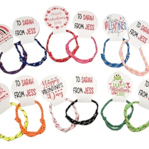 Valentine's Day Adjustable Elastic Friendship Bracelets With Gift Tags ...
