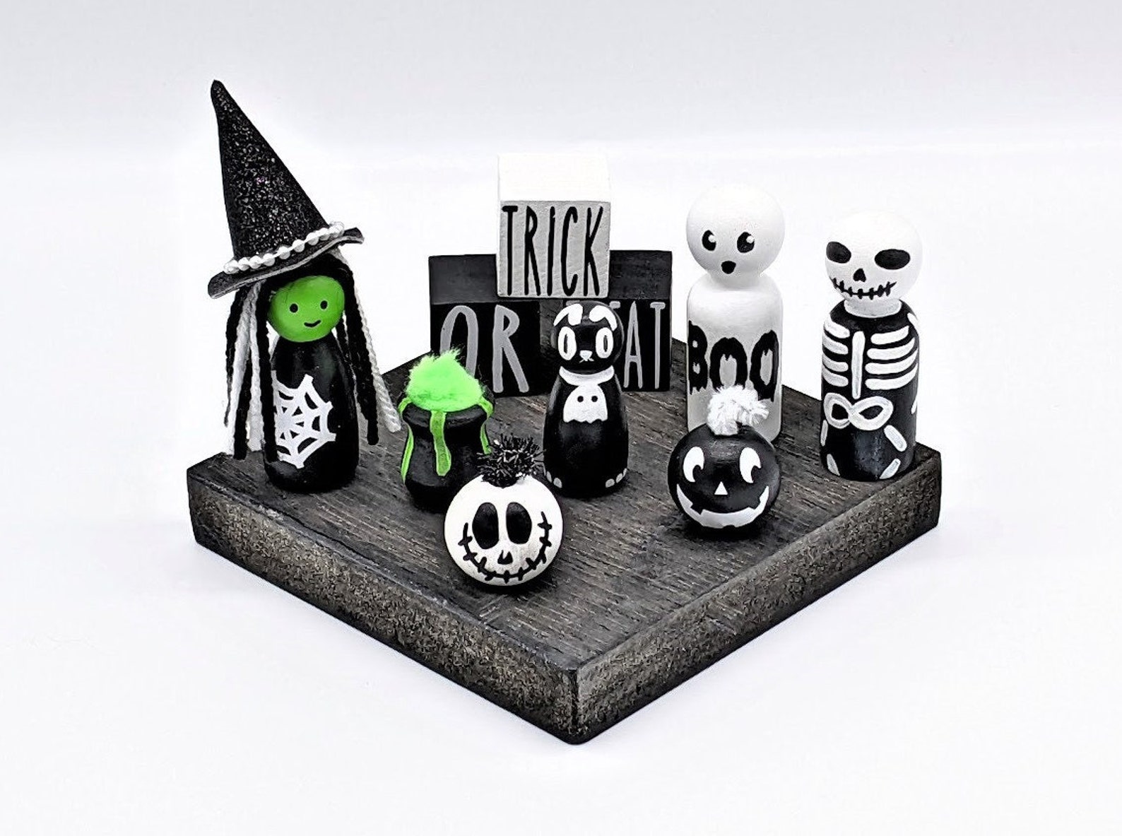 Halloween Haunted House Spooky Peg Doll Set Witch Peg Doll - Etsy