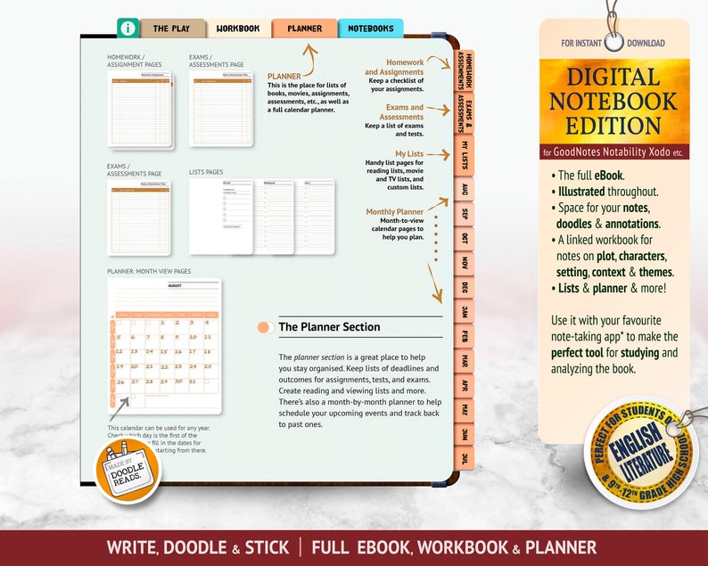 Romeo and Juliet: Digital Notebook Edition - for Notability, Goodnotes ...