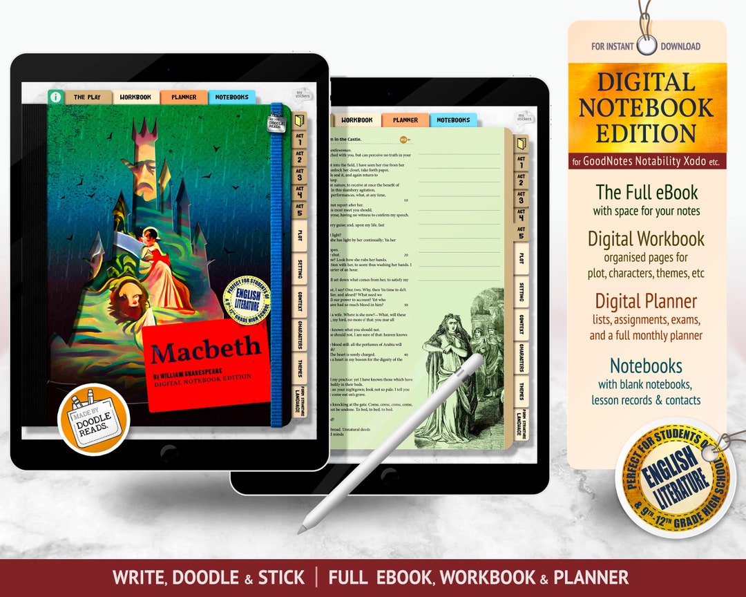 Macbeth: Digital Notebook Edition - for Notability, Goodnotes, on iPad ...