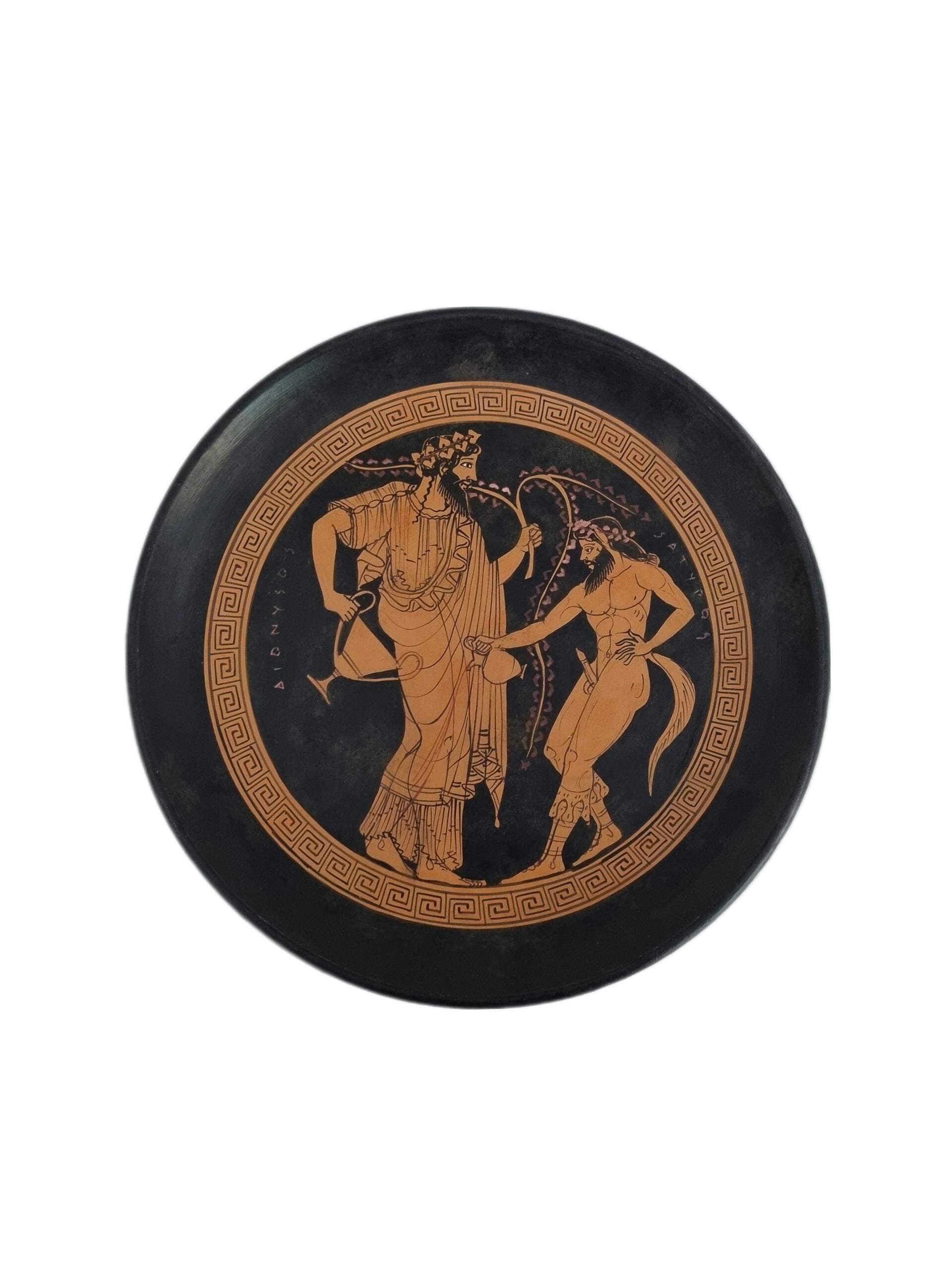 Classical Period Dionysus and Satyr Wall Plate + Plate Holder - Etsy