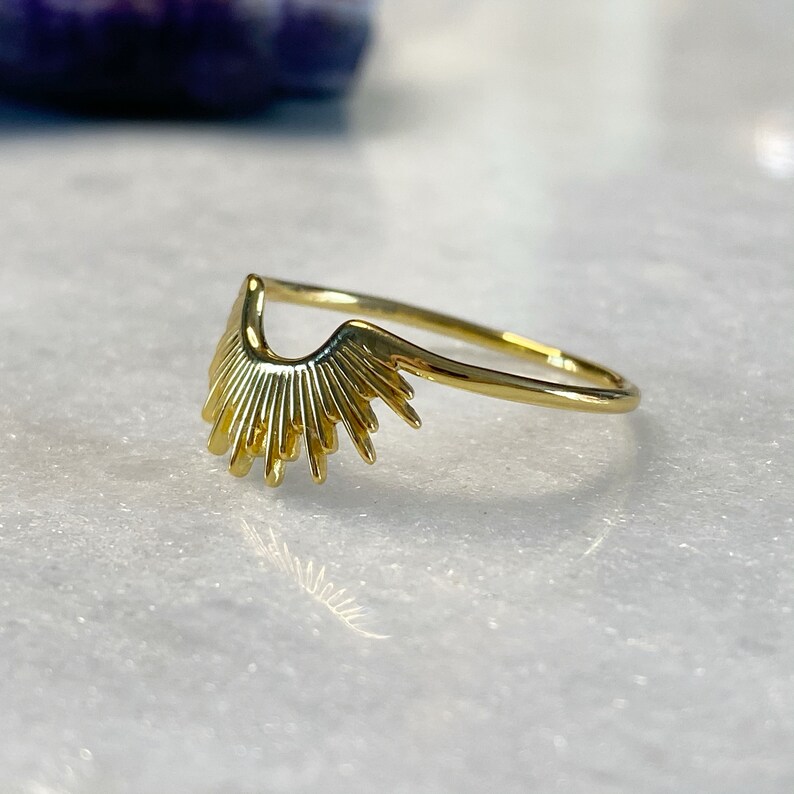 Gold Sun Ring Gold Stacking Ring Sunburst Ring Celestial - Etsy UK