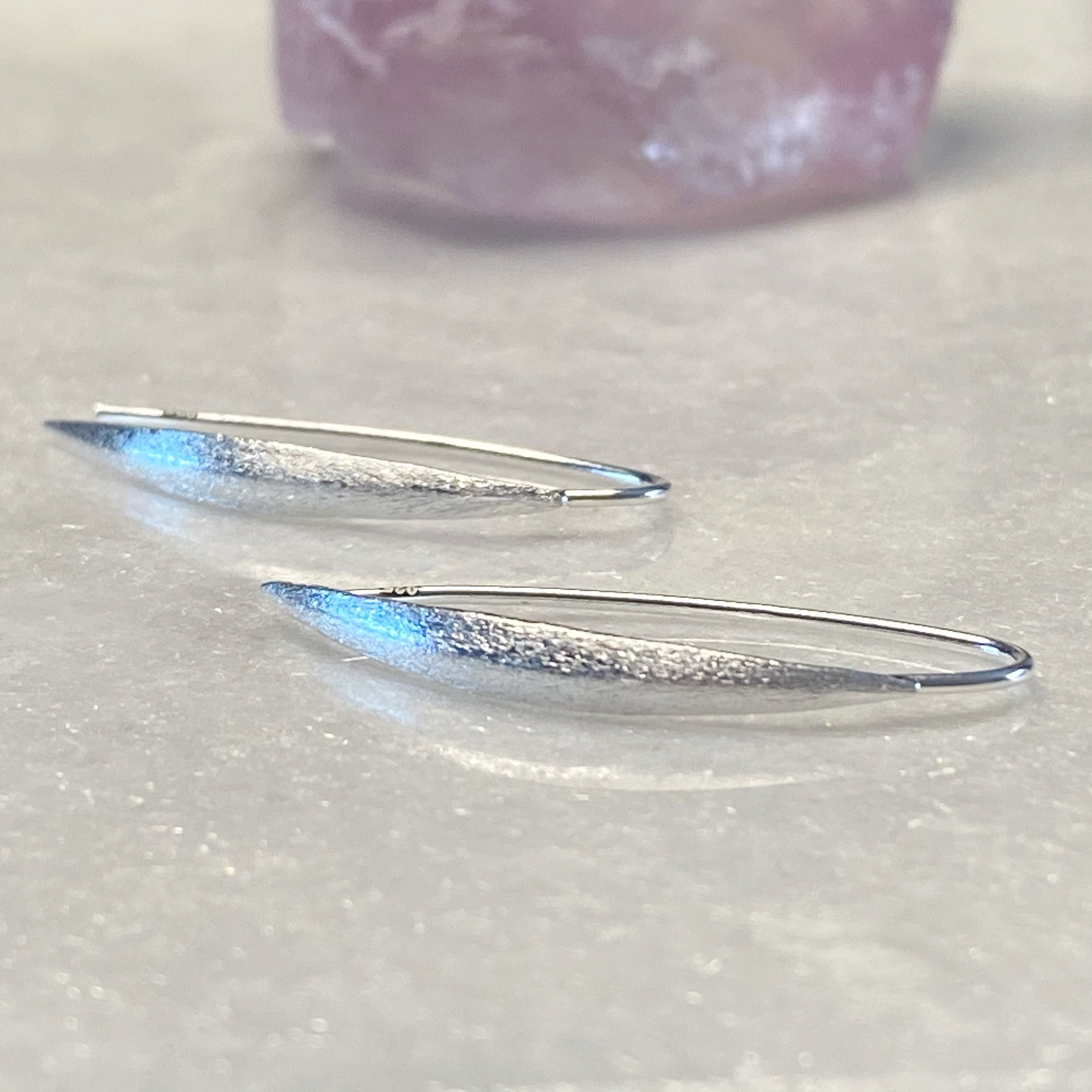 Long silver earrings brushed silver modern earrings silver | Etsy