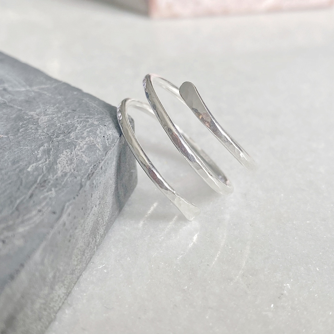 Open Crossover Sterling Silver Thumb Ring | Hammered Thumb Ring ...