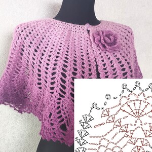 Crochet Lace Capelet PATTERN Large Size, Tutorial, Photo and Diagrams ...