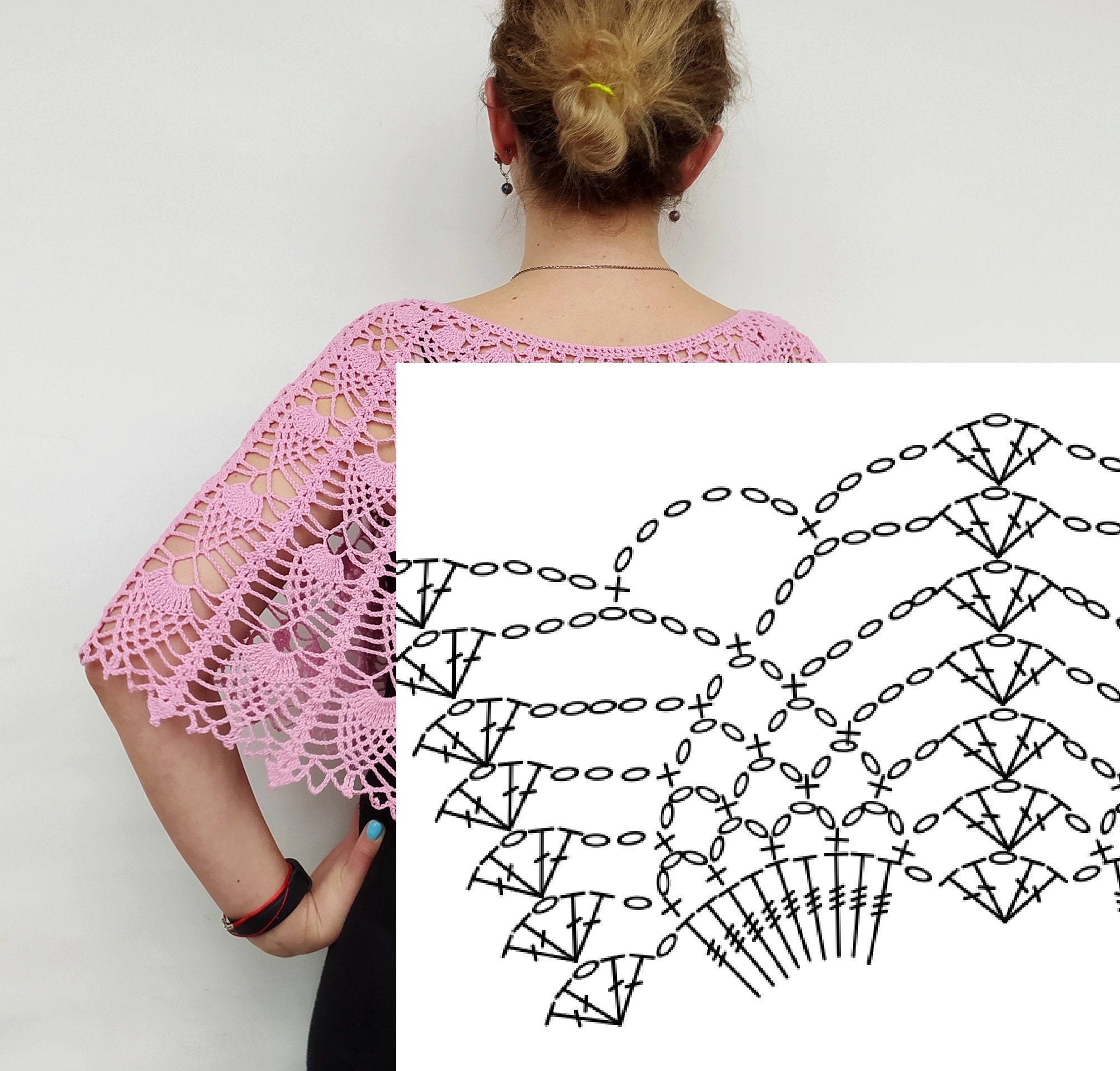 Crochet Lace Capelet PATTERN Tutorial Foto and Diagrams - Etsy
