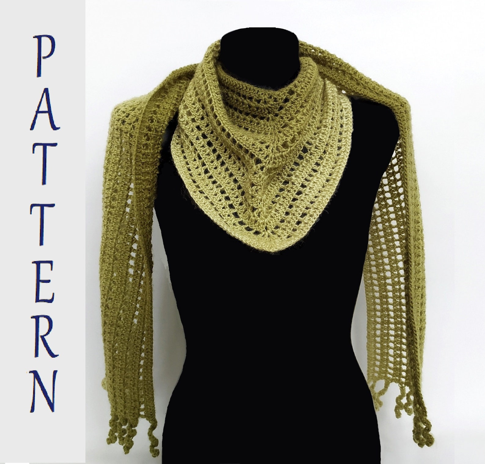Crochet Scarf PATTERN, PDF, Tutorial With Photo and Diagrams, Crochet ...