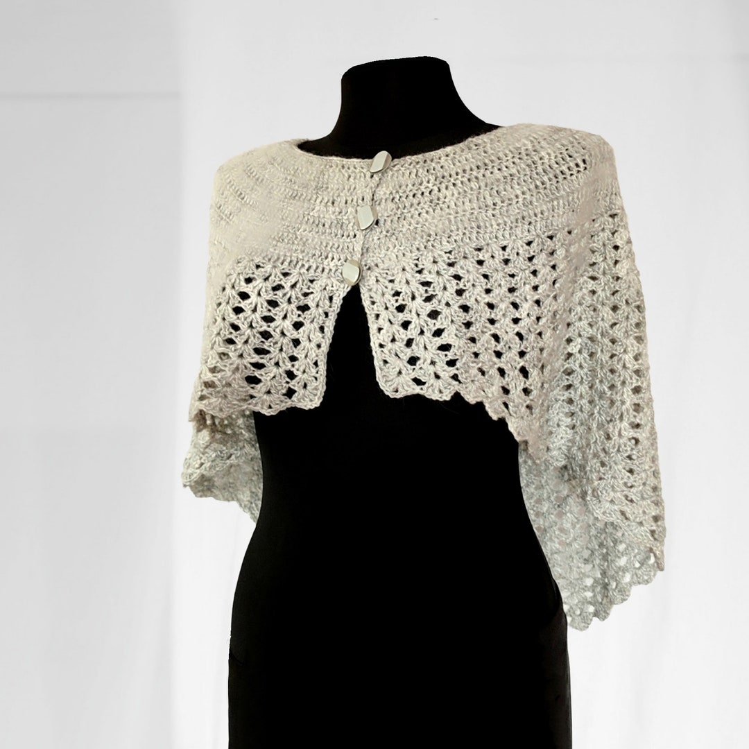 Crochet Woman Capelet, Victorian Wool Capelet With Buttons - Etsy