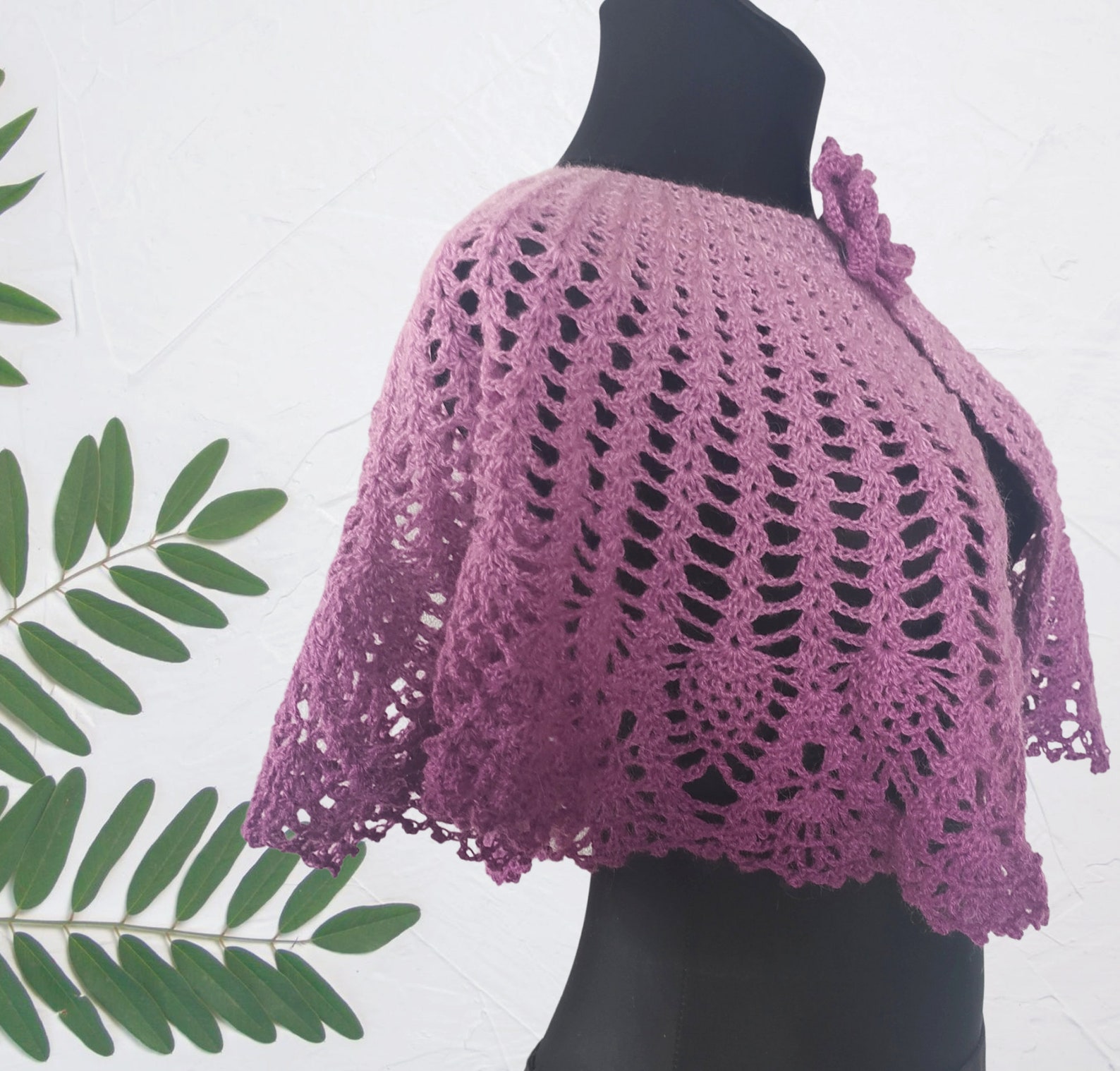 Crochet Lace Capelet PATTERN Large Size, Tutorial, Photo and Diagrams ...