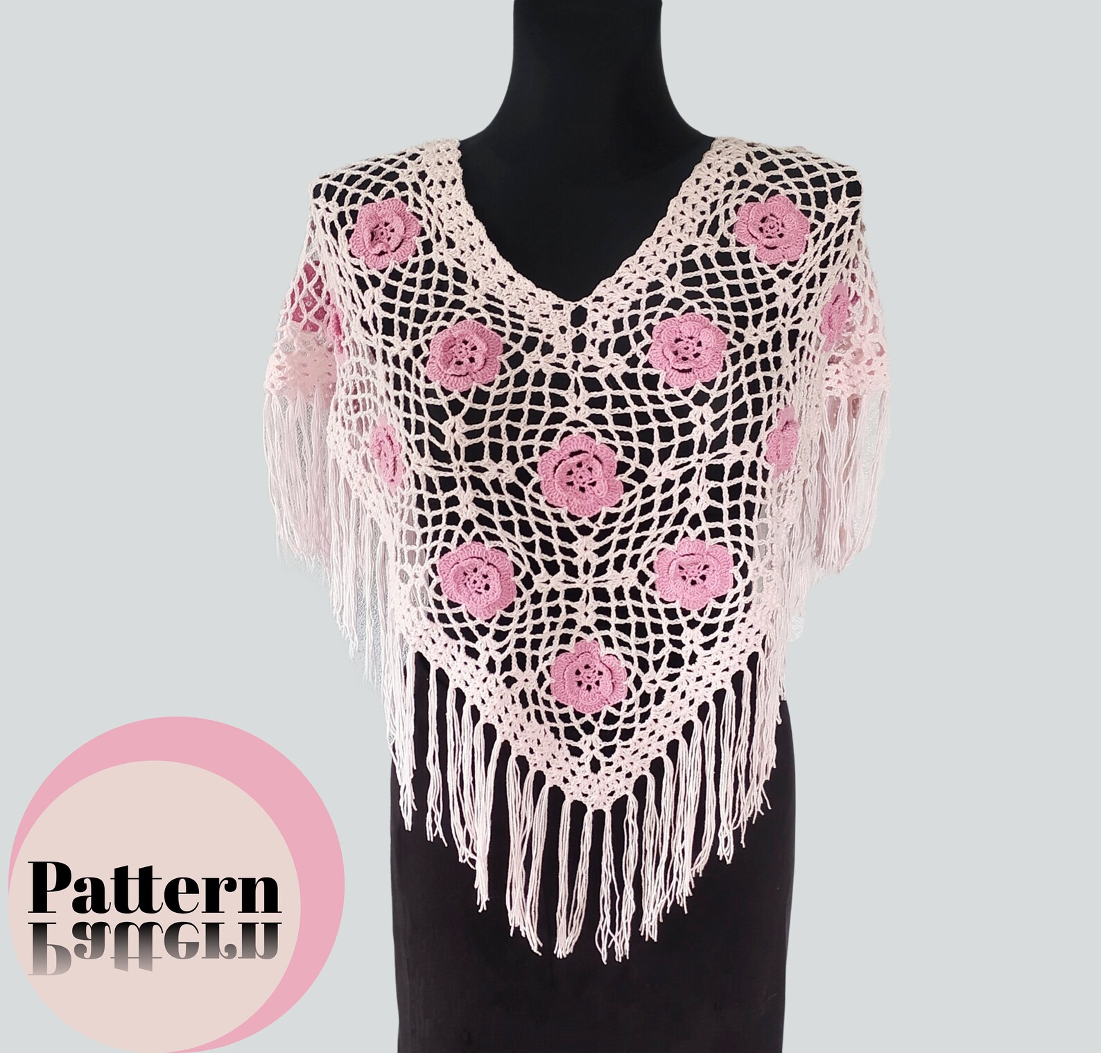 Crochet Lace Capelet Pattern, Granny Square Poncho With Tassels - Etsy