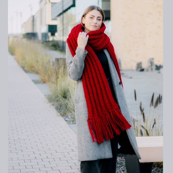 Oversized Knit Scarf - Etsy