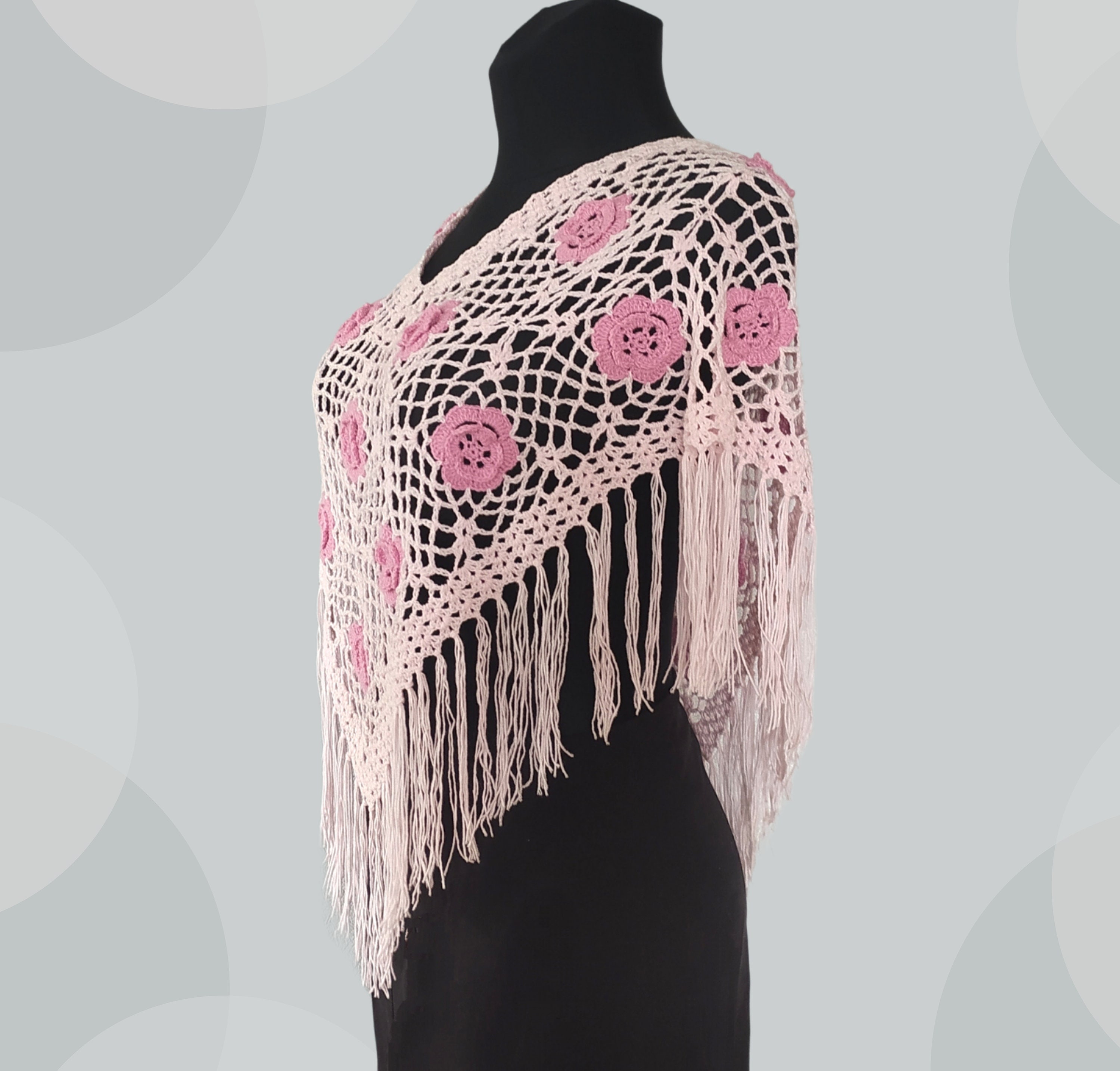 Crochet Lace Capelet Pattern, Granny Square Poncho With Tassels - Etsy